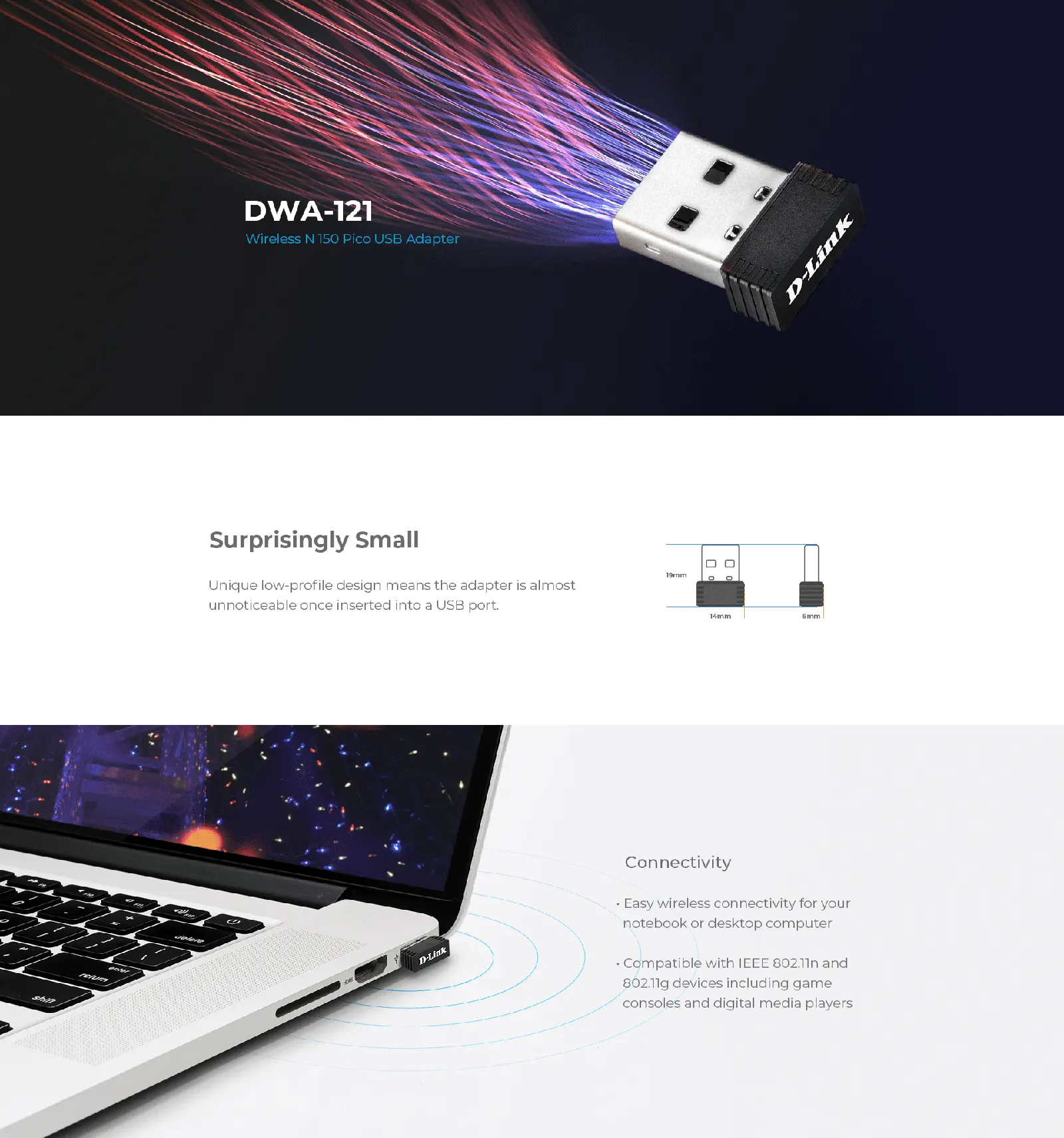 USB Wifi D-LINK DWA-121 Chuẩn N 150Mbps | Chính Hãng