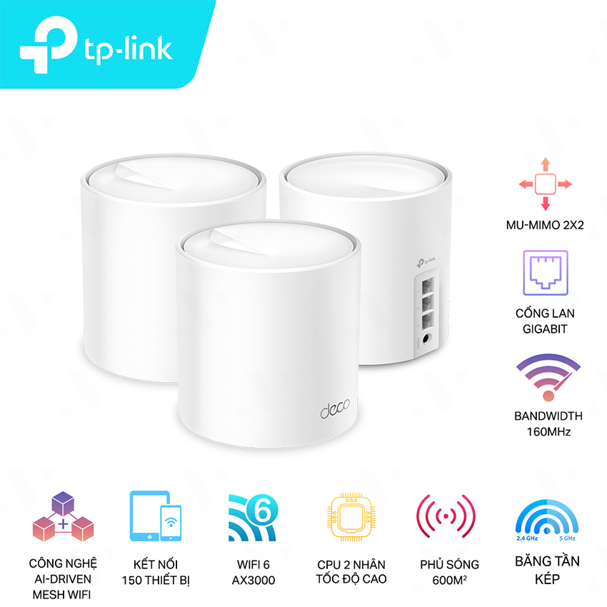 Bộ Phát Wifi Mesh Tp-Link Deco X50 WIFI 6 AX3000 (3 Pack)